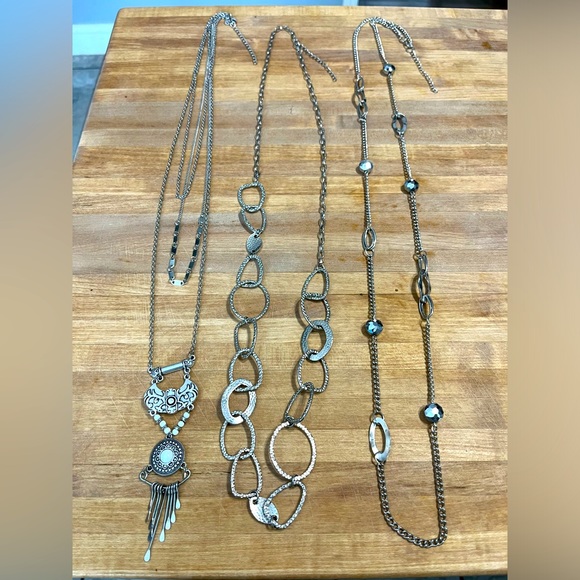 paparazzi | Jewelry | Paparazzi 3 Silver Long Necklaces Set 3 For ...